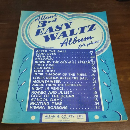 ALLAN'S 3rd EASY WALTZ ALBUM FOR THE PIANO 18 SONGS VINTAGE | eBay