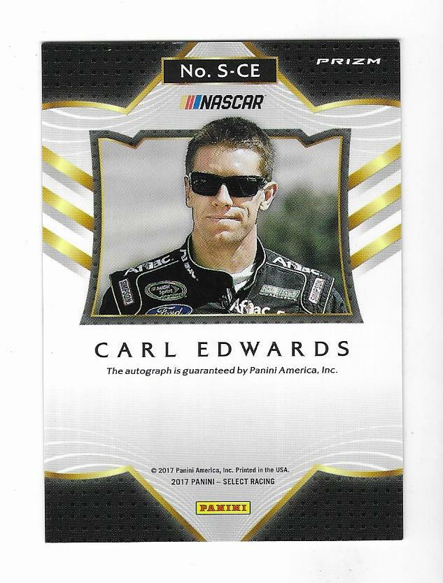 Carl Edwards 2017 PANINI SELECT RACING NASCAR PRIZM AUTOGRAPH CARD S-CE ...