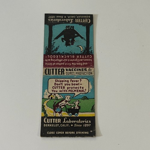 Cutter Laboratories Berkeley CA c1940 Matchbook Cover STE2-OMO-3 | eBay