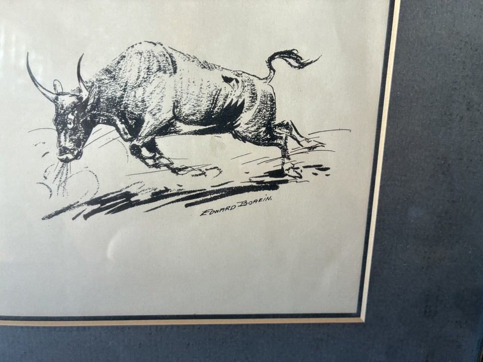 Edward Borein Western Art Print Phantom Bull 14 x 11 Steer Charging ...