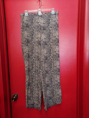 Solitaire 100% Rayon Wide Leg Pants Abstract Black /Tan L | eBay