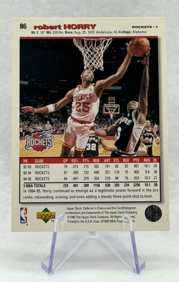 Robert Horry 1995-96 Upper Deck Collector's Choice #86 Houston Rockets ...
