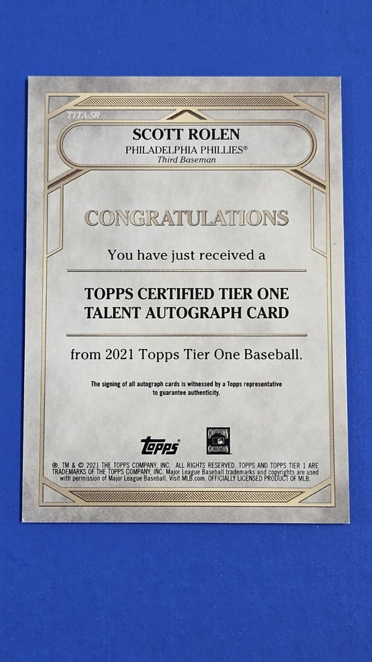 Scott Rolen - 2021 Topps Tier One Tier One Talent Autograph #192/300 | eBay