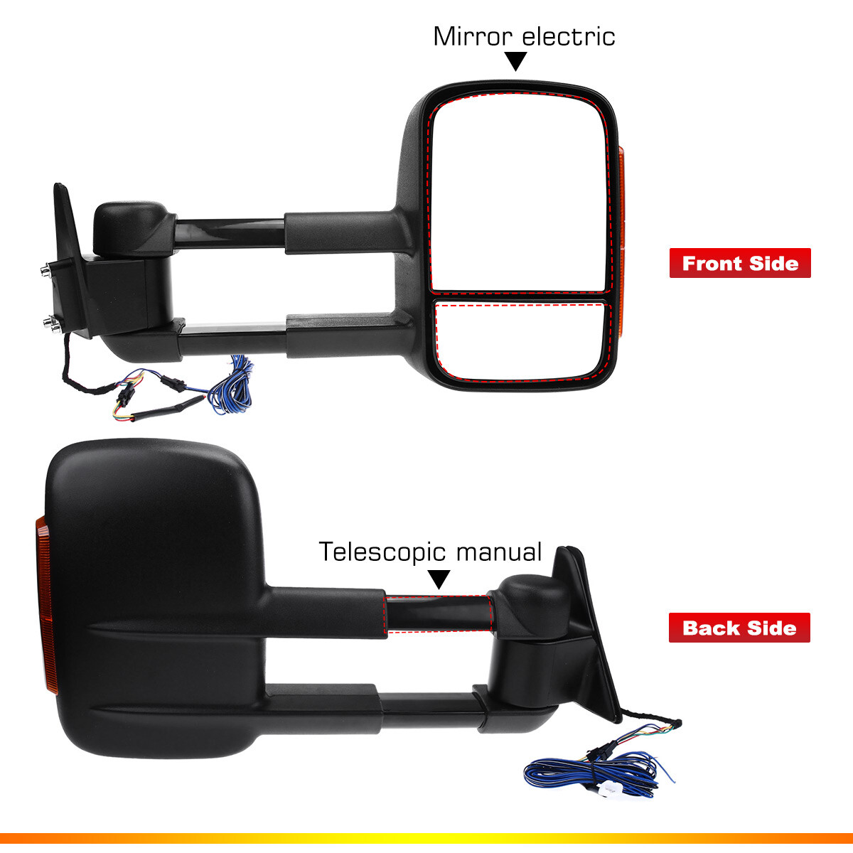 Electric Extendable Towing Mirrors for Toyota Landcruiser 80 Series ...