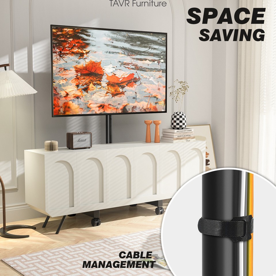 Universal Mobile Tilt TV Cart Rotatable TV Stand with Wheels for 13-50 ...