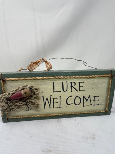Lure Welcome Fishing Wood Sign Ohio Wholesale Fisherman Collectible ...