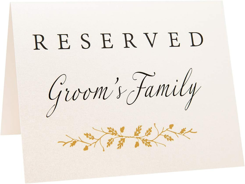 Elegant Reserved Wedding Table Signs Set | 6 Pearl White & Gold Double ...