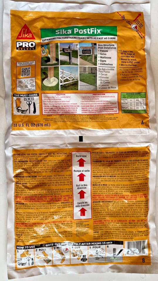 Sika Postfix Fence Post Mix, Mix-in-The-Bag Expanding Foam for ...