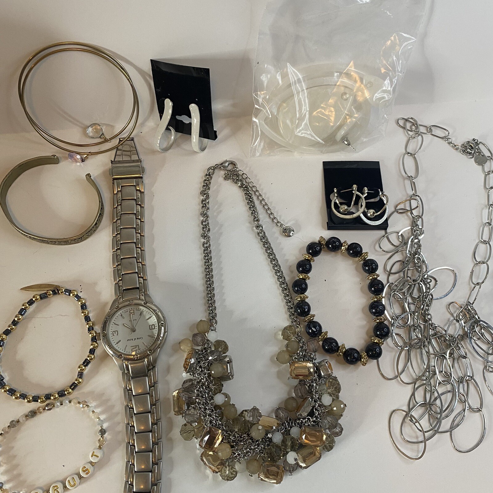 Lot of Crafting Jewelry 12 piece watch earrings necklace Mixed broken ...