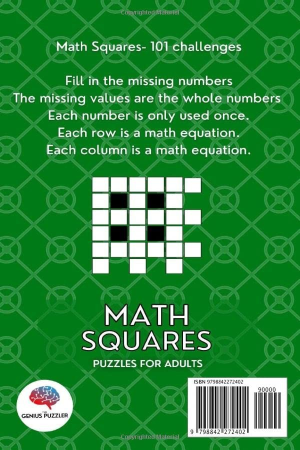 Math Squares Puzzles for Adults: 101 Math Squares - Perfect Brain ...