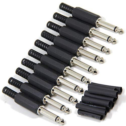 10-Pack 1/4-Inch Mono Phone Plug, Solder Type Cost-Effective Plastic 6 ...