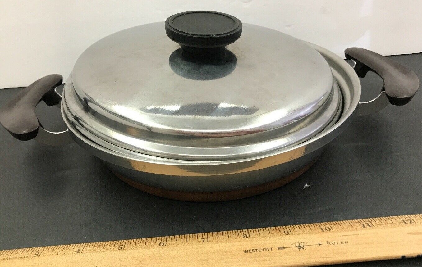 Presto Pride 1950s or 60s Stainless & Copper 9" Skillet & Lid Double ...