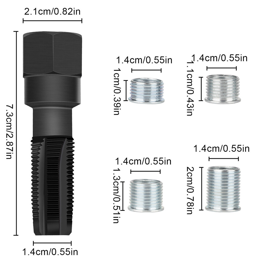 M14 x1.25 Spark Plug Rethread Thread Repair Kit Helicoil Reamer Tap w ...