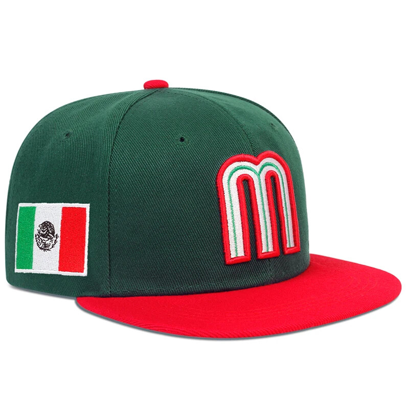 Mexico Baseball Cap Letter M With Embroidered Flag Flat Brim Snapback ...