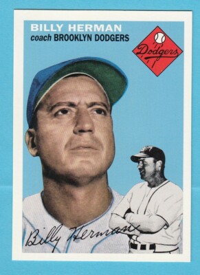 1954 Topps Baseball Reprint # 86 Billy Herman -- Brooklyn Dodgers ...