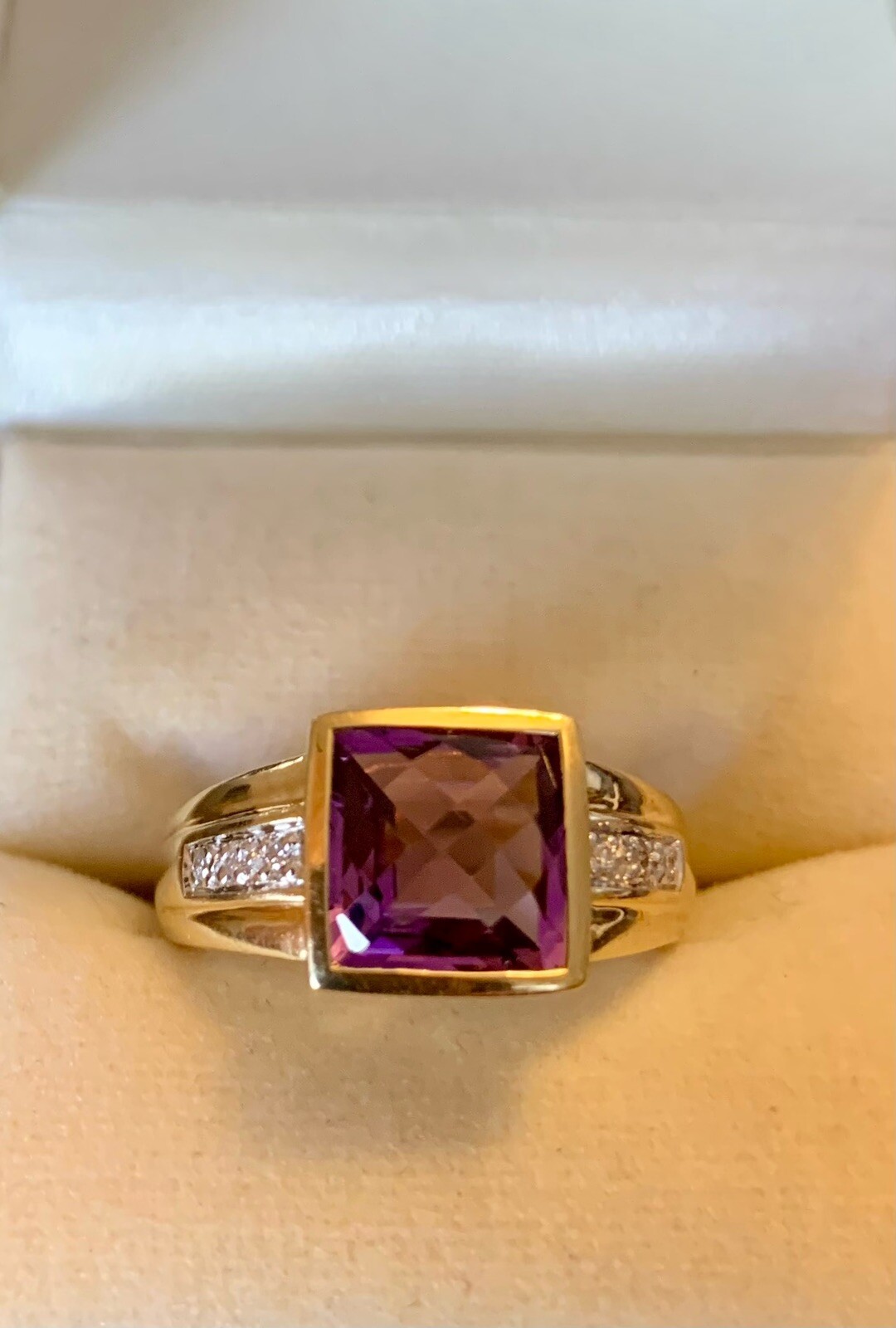 Purple Amethyst Major Checkerboard Cut Square Shaped 14k Gold Women’s ...