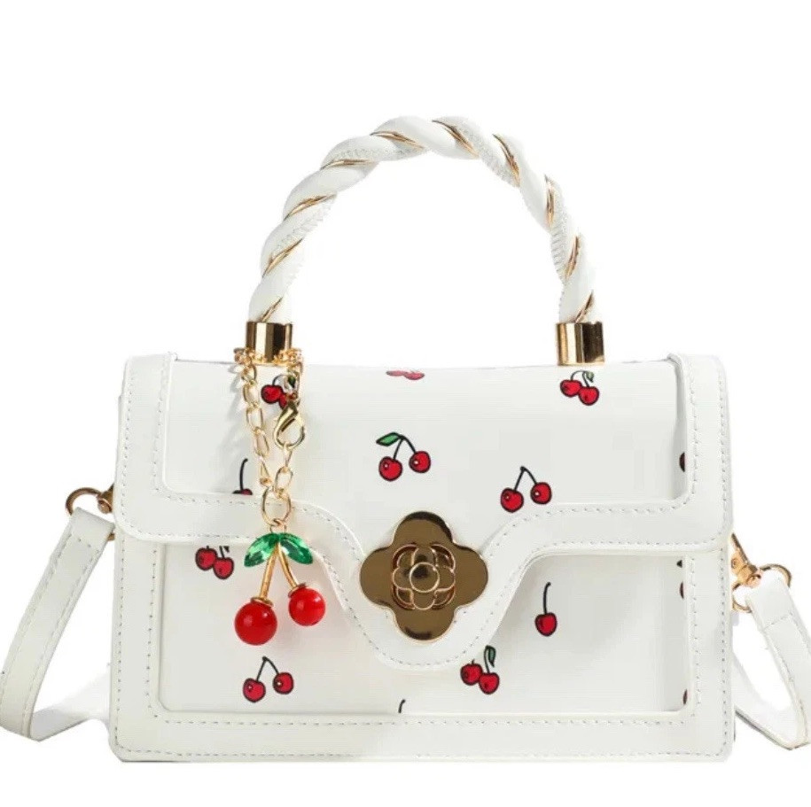 New Cherry Print White Mini Handbag/Crossbody | eBay