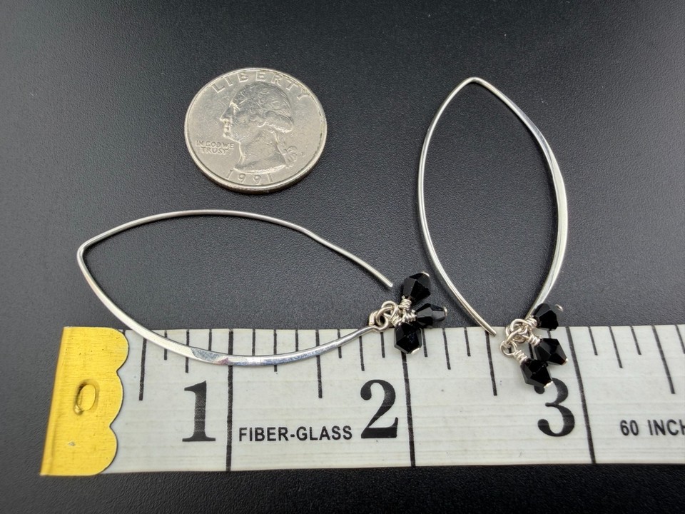 SILPADA 925 STERLING SILVER THREADER HOOK BLACK OBSIDIAN EARRINGS W1311 ...