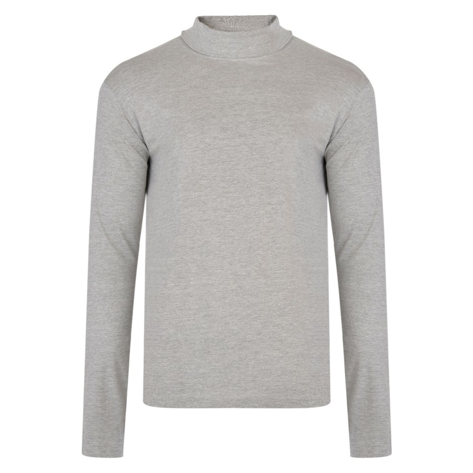 MENS ROLL NECK LONG SLEEVE COTTON POLO TURTLE NECK UK SIZES M,L,XL,XXL ...