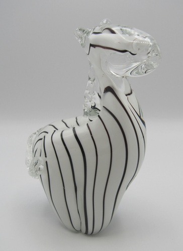 BLACK & WHITE SOLID ART GLASS ZEBRA FIGURINE/PAPERWEIGHT EUC | eBay