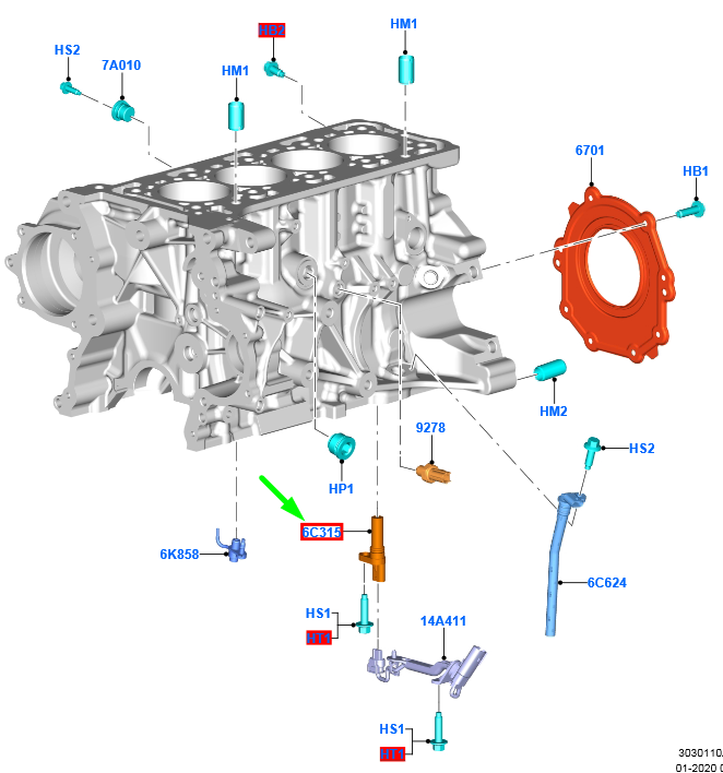 FORD RANGER T6 MK1 Crankshaft Position Sensor 2216155 JB3A-6D315-AA NEW ...