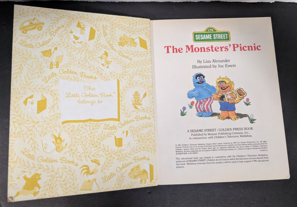 Little Golden Book Sesame Street The Monsters' Picnic Vintage 1993 | eBay