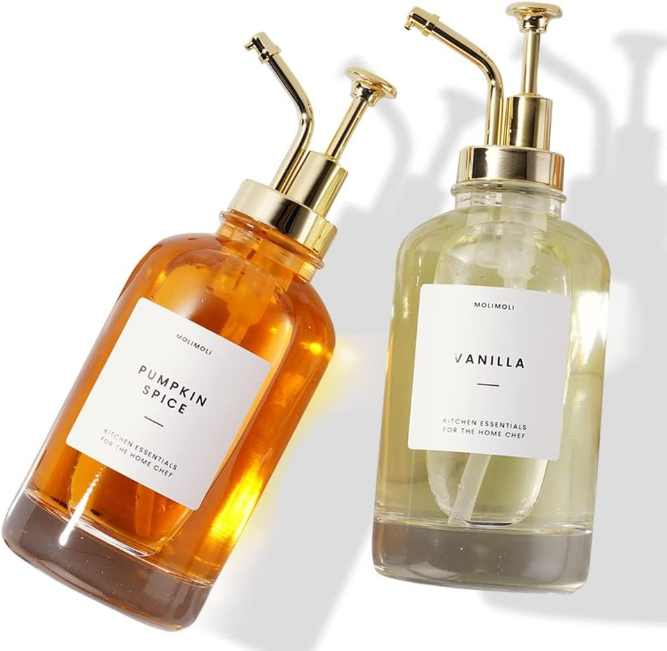 Syrup Dispenser for Coffee Bars, Glass Syrup Bottle W. Pump, 16.9 Oz ...