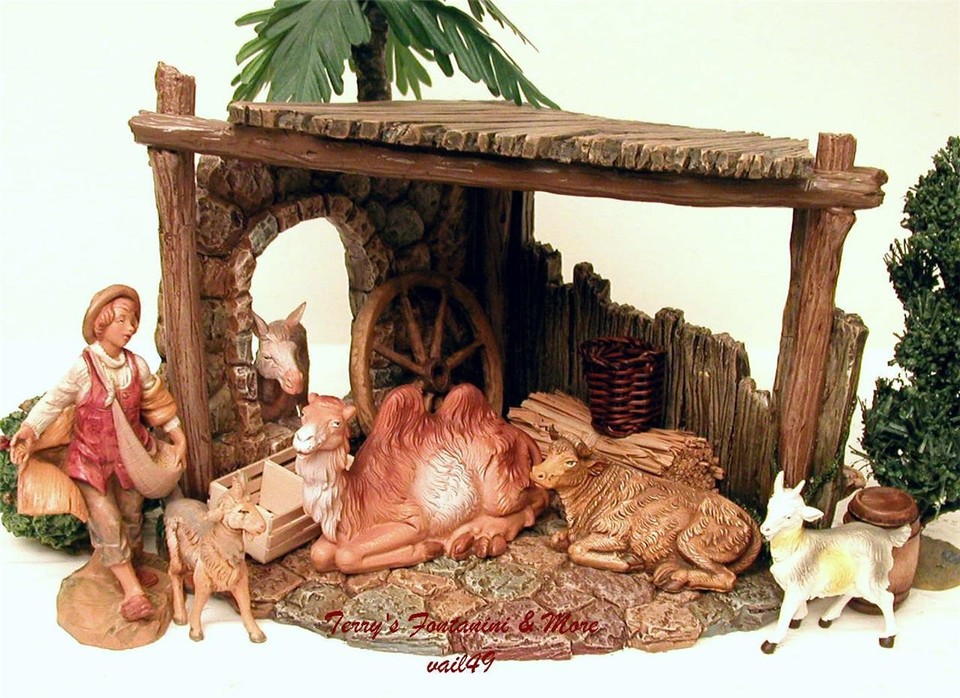 FONTANINI ITALY 5" RUSTIC CORNER STABLE NATIVITY VILLAGE BLDG ACCESS ...