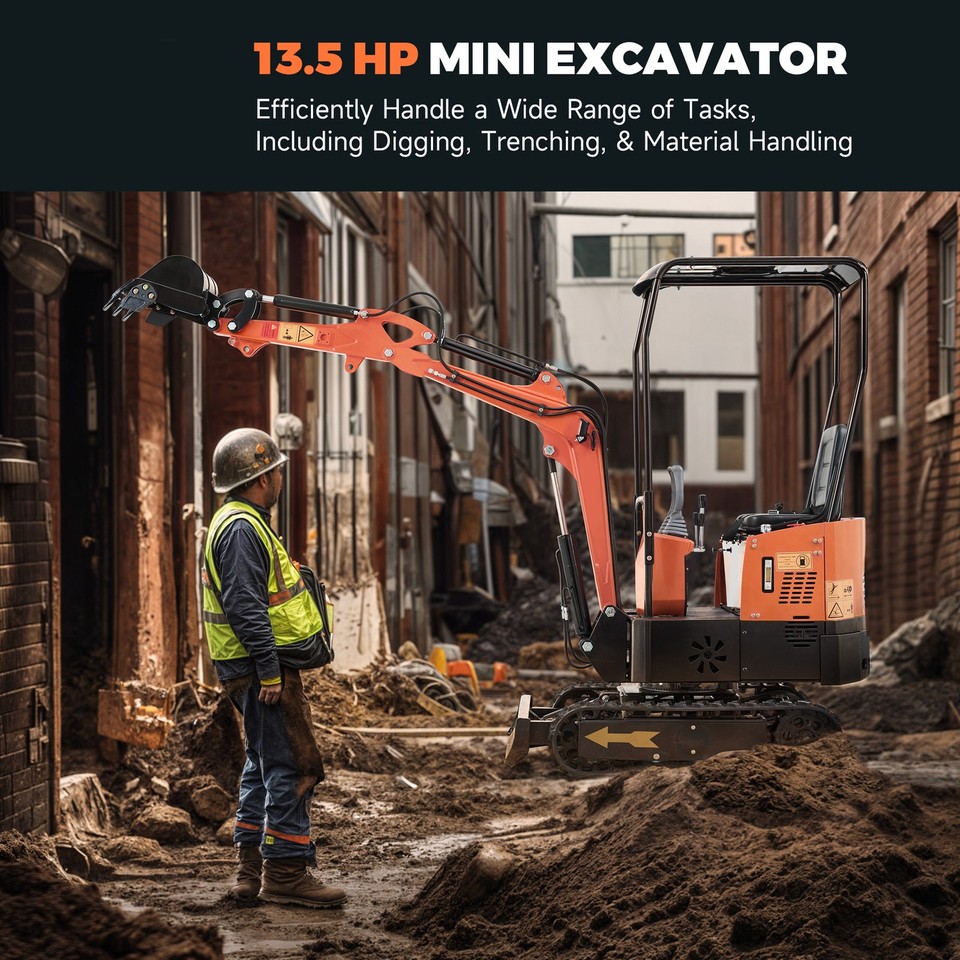 Upgrade 1T 1.3T Mini Excavator 13.5hp 23hp Digger Diesel Kubota/Gas B&S ...