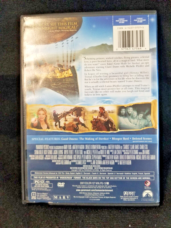 Stardust (DVD, 2007 Full Screen) Claire Danes, Robert De Niro, Michelle ...