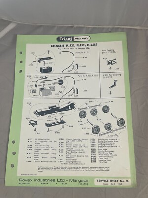 Triang Hornby Railways OO Gauge Service Sheet #58 April 1968 Chassis ...