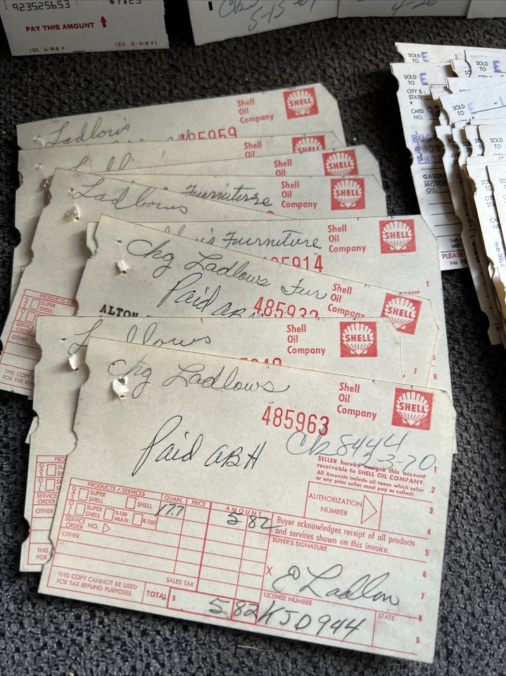 40 Vintage 1960 70s Shell Oil Company Gas Station Receipts Advertising ...