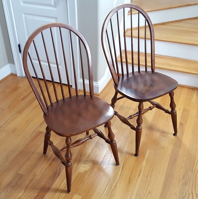 Vintage Pair Moosehead Windsor Chairs Hoop Back Made in Maine Mahogany ...