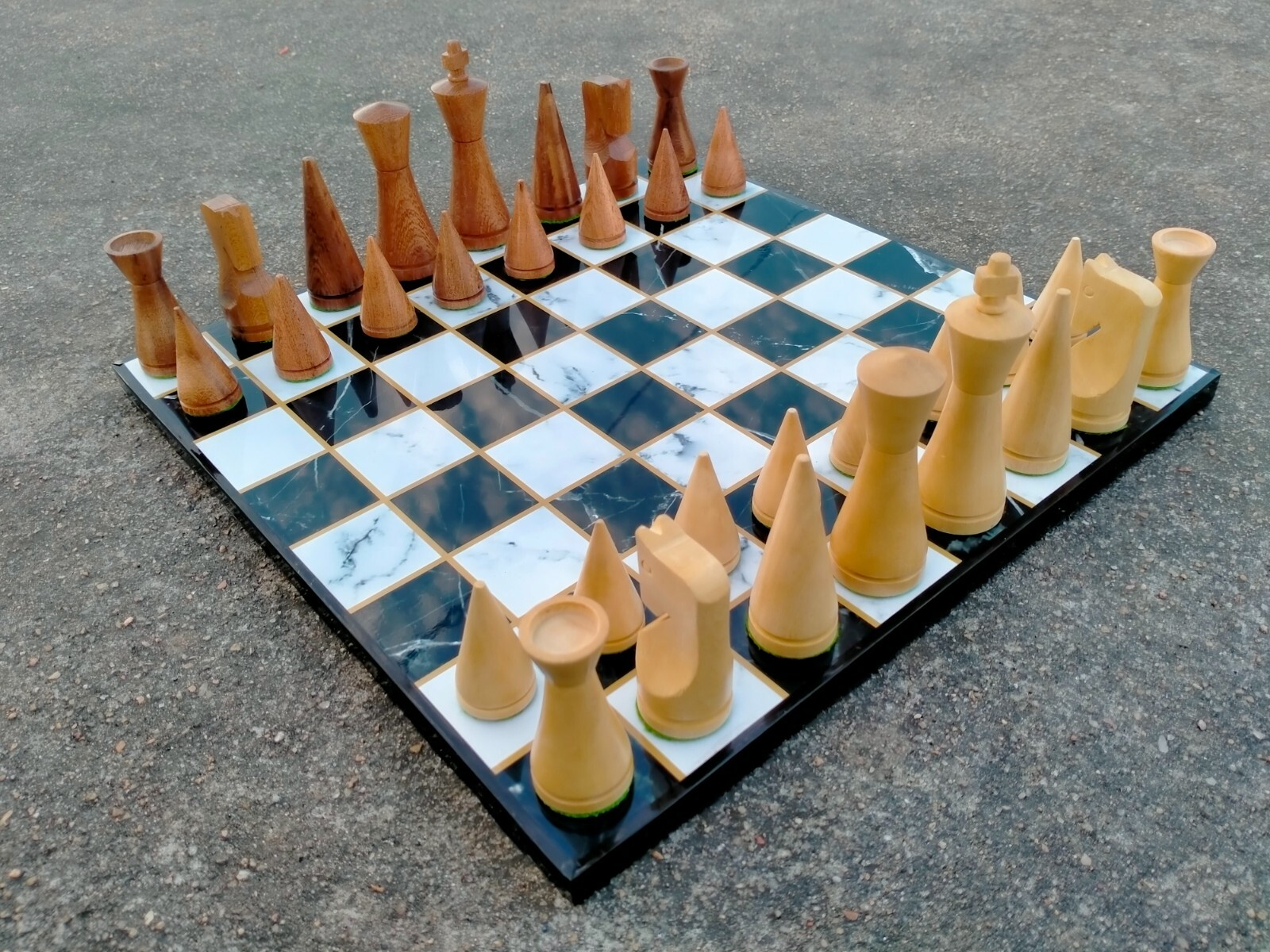 12''Inch Best Laminated Flat Chess Board Set with Wooden Pony Chess ...