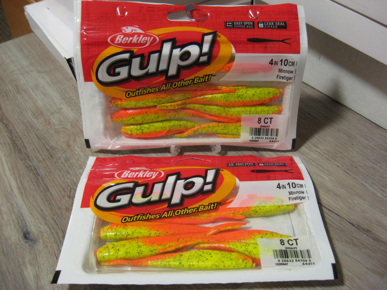 2 Packs Berkley Gulp Fishing Baits 4" Split Tail Minnow FireTiger Fire ...