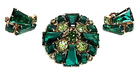 Gorgeous Vintage Green Keystone Shape Rhinestone Clip Earrings Brooch ...