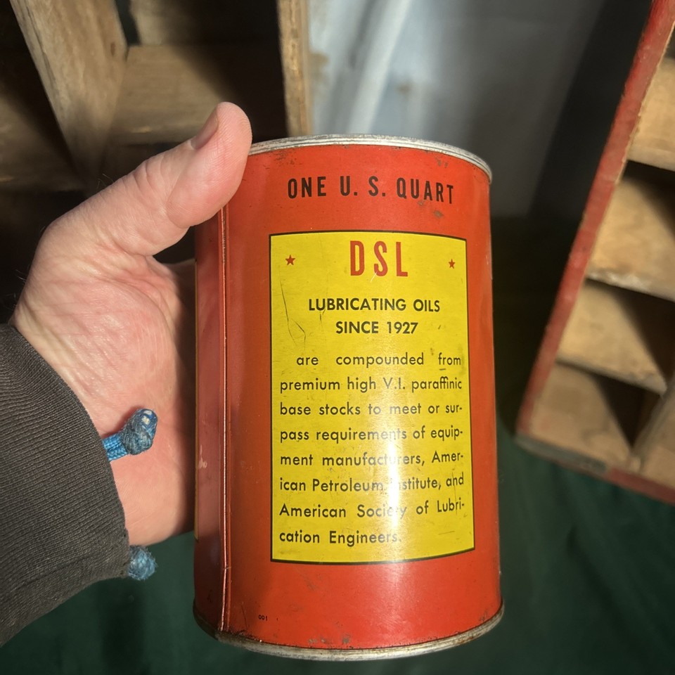 Vtg DSL Heavy Duty FULL 60s Davis Howland Metal Motor Oil Quart Can | eBay