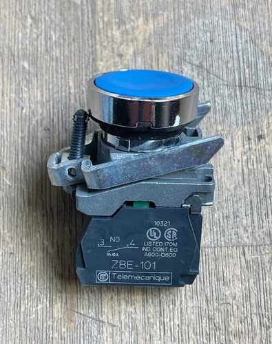 TELEMECANIQUE BLUE PUSH BUTTON WITH ZBE-101 CONTACT BLOCK | eBay