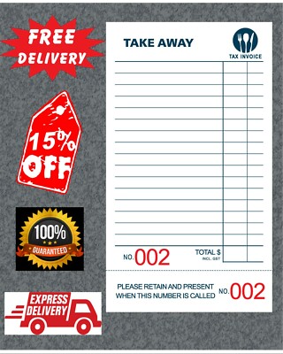 25 Cafe Take-Away Docket Books - Single Page (100 page per book BIG ...