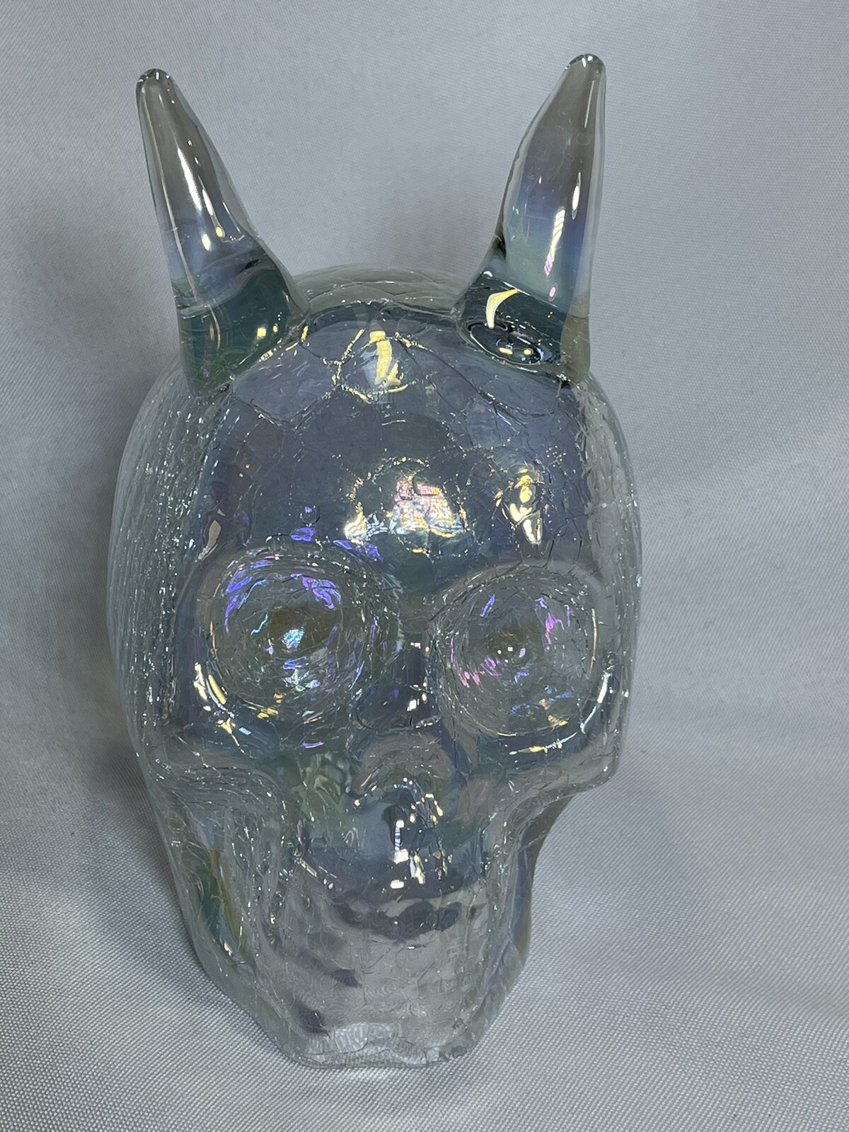 Rachel Zoe Iridescent Devil Skull Horned Crack Glass Skeleton Head ...