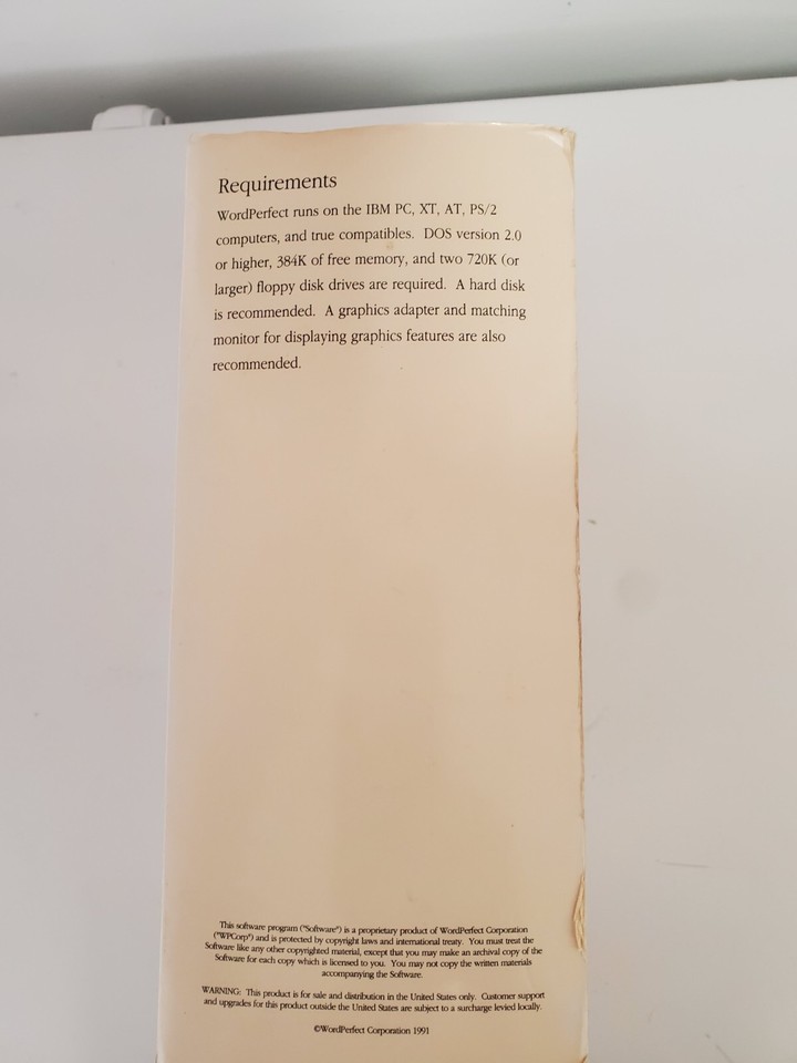 WordPerfect for DOS 5.1 - word processing software for IBM no disk | eBay