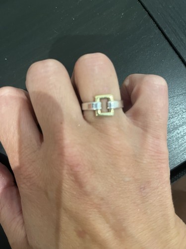 Tiffany & Co 925 18k yellow gold Square buckle ring 3.3g Size 7 O | eBay