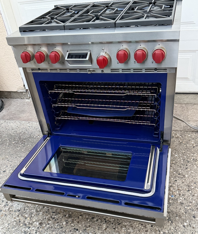 Wolf DF366 - 36" PRO Dual Fuel Range 6 Burners Stainless Red Knobs | eBay