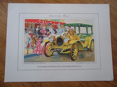 Lithography Guy Sabran Phaeton Delaunay Belleville MAXIM'S Car | eBay ...