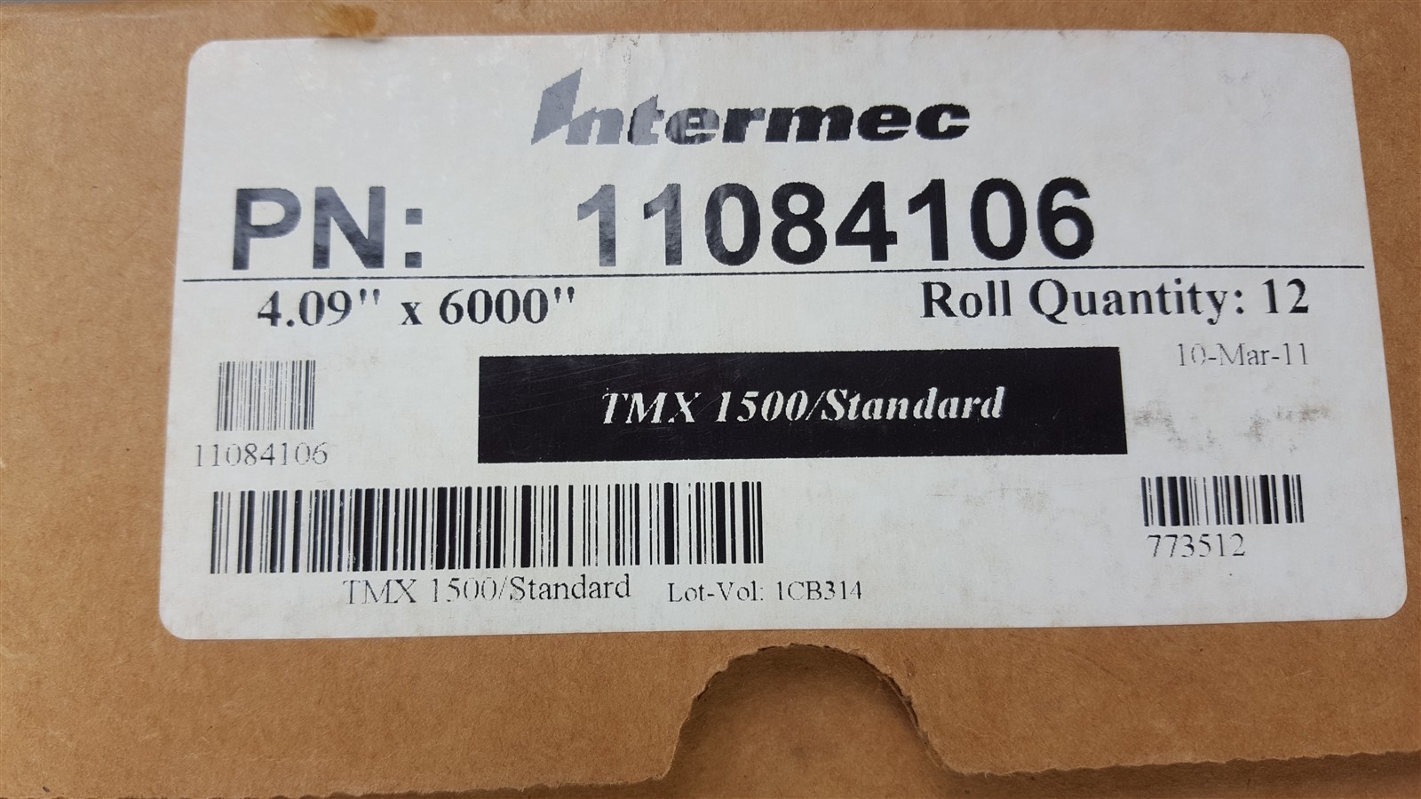 Intermec TMX 1500/Standard Ink Roll 11084106 4.09"x6000" 1CB314 - Qty ...
