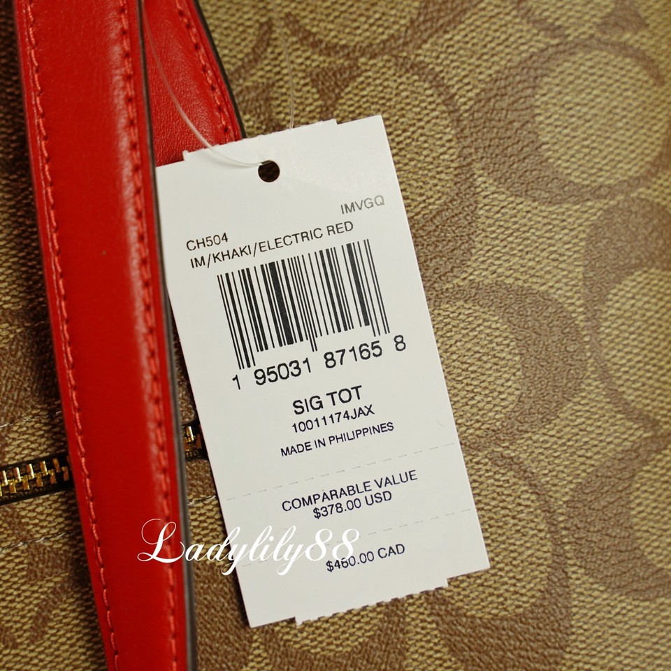 NWT Coach CH504 Gallery Tote In Signature Canvas Leather Print $378 | eBay