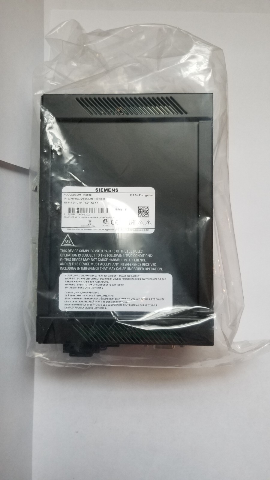 Siemens Ruggedcom RS910 6GK60910AT210BA0-Z A01+B01+C00 | eBay