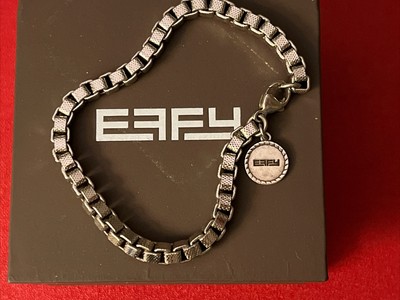 EFFY 925 Sterling Silver Fancy Box Chain Bracelet 8” With Charm And Box ...