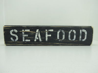 15 INCH WOOD HAND PAINTED SEAFOOD SIGN NAUTICAL MARITIME (#S666) | eBay