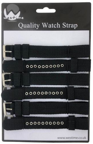 6 x Wholesale Black One-Piece 18 / 20 / 22mm Nylon Thread Through Watch ...